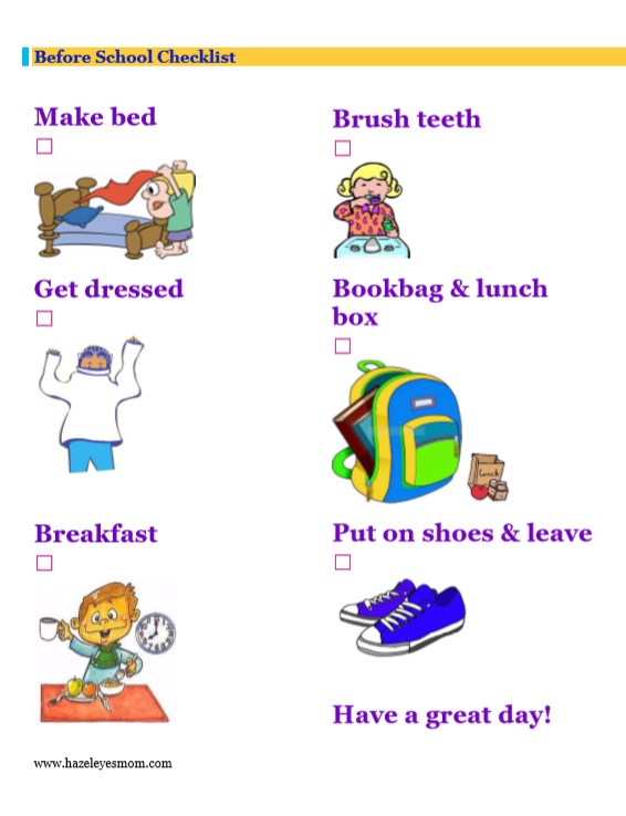 Before & After School Checklist - life thru my hazel eyes