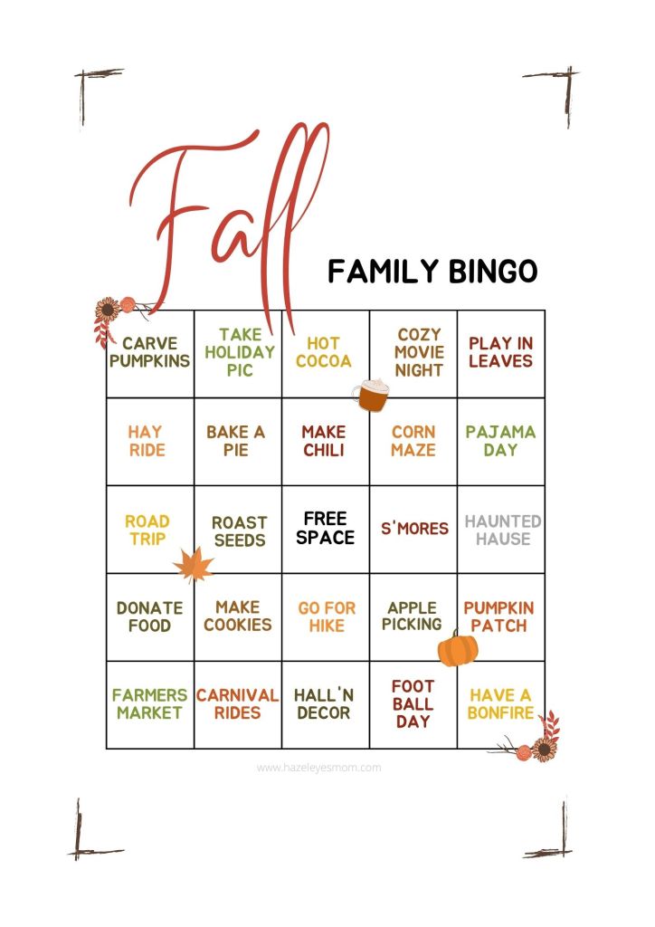 Fall Family BINGO - life thru my hazel eyes